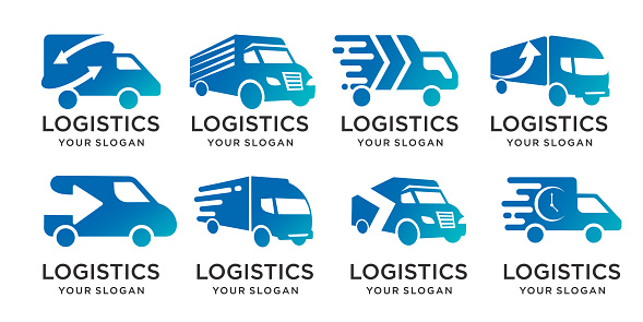 Set Of Design Truck Logistic Delivery Fast Shipping Symbol And Business