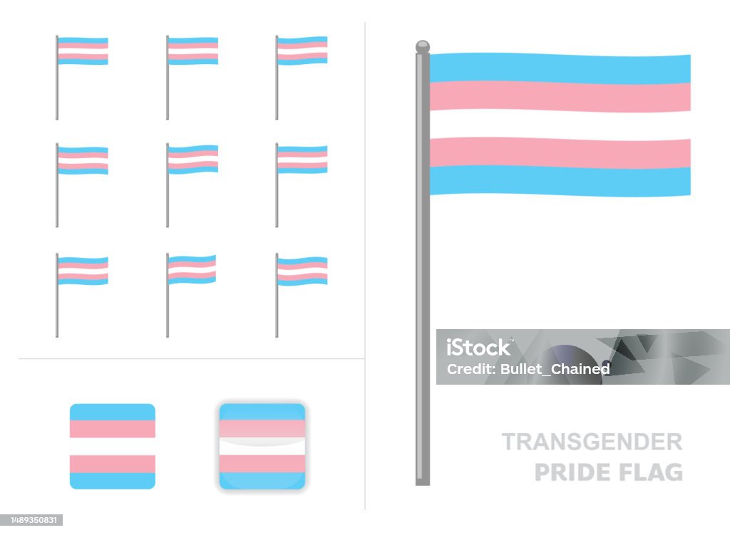 Transgender Pride Flag Waving Animation App Icon Vector