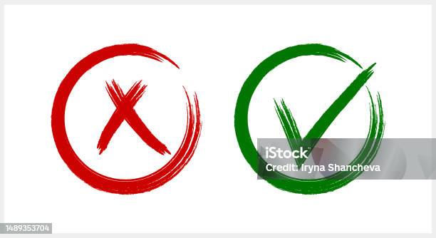 Coche Verte Et Icône En Forme De Croix Rouge Cochez La Marque Clipart
