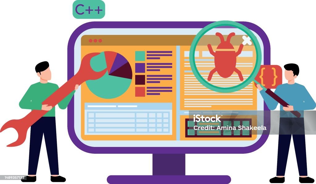 The Guy Is Fixing The Bug In The Codings Stock Illustration Download Image Now Antivirus