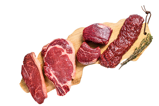 Berbagai Steak Daging Sapi Angus Hitam Mentah Fillet Mignon Rib Eye