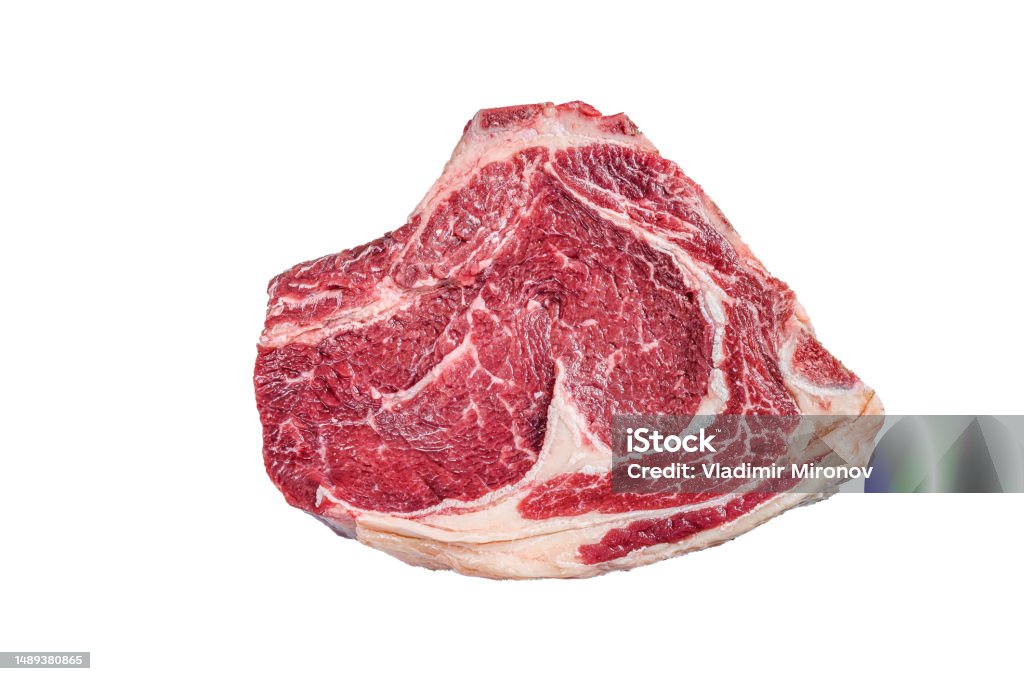 Steak Koboi Mentah Atau Rib Eye Pada Tulang Daging Sapi Marmer