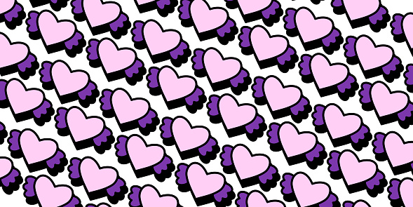 Cœurs Mignons Avec Fond Dailes Symbole Damour De Soin Et De Bonheur