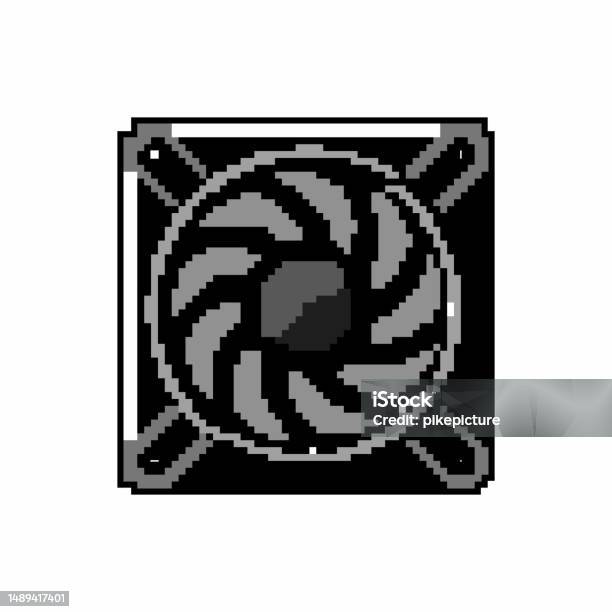 Cpu Cooling Fan Pc Game Pixel Art Vector Illustration Vecteurs Libres