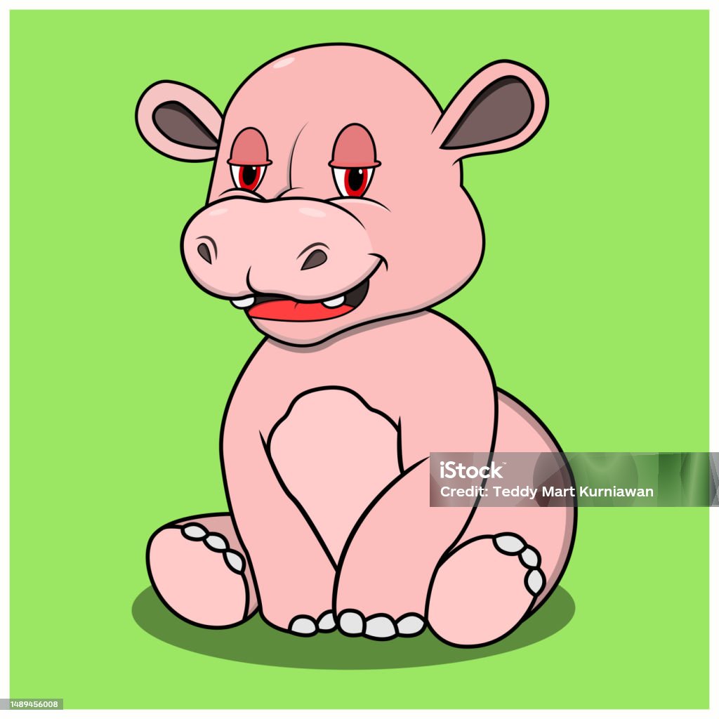 Character Hippopotamus With Relax Expression Stock Illustration Download Image Now Abstract