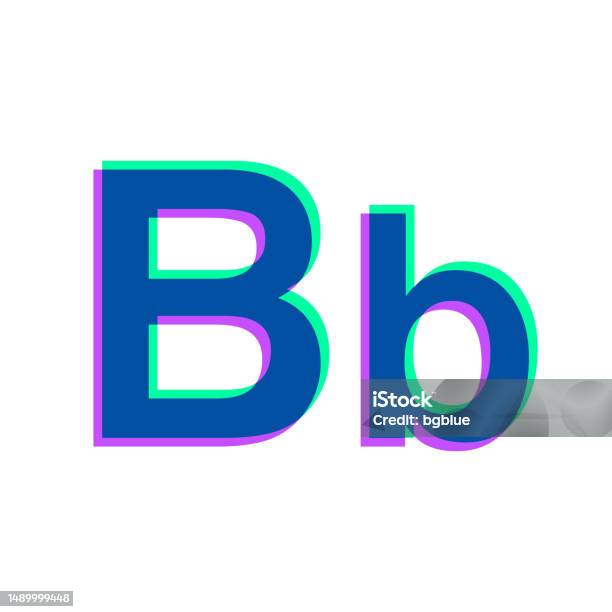 Letter B Uppercase And Lowercase Icon With Two Color Overlay On White