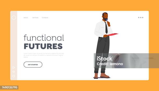 Template Halaman Arahan Masa Depan Yang Fungsional Karakter Pria