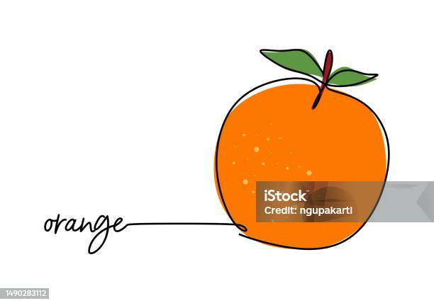 Dessin Continu Orange Dune Ligne Illustration De Vecteur Fruit Vecteurs