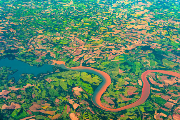 Free Stock Photo of Aerial View of River and Surrounding Land ...