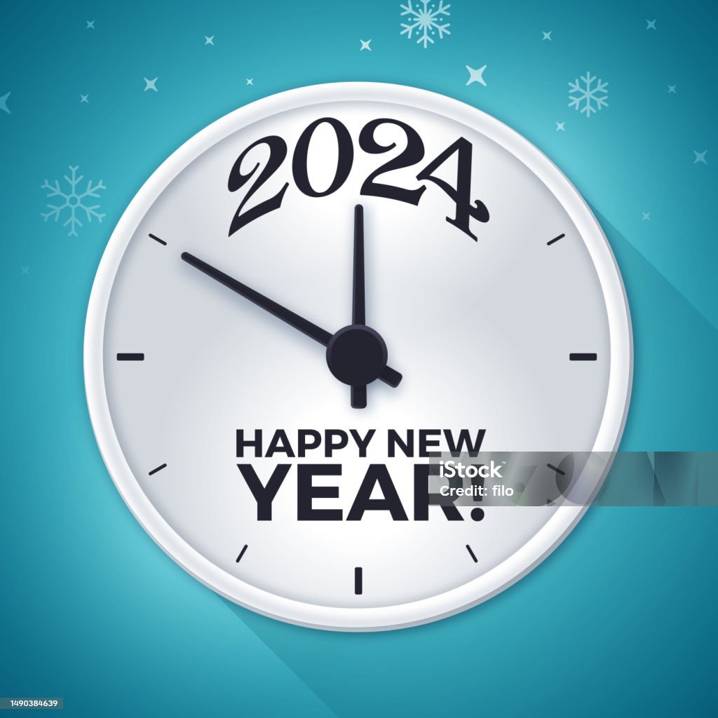 2024 Happy New Year Blue Winter Clock Stock Illustration - Download ... 2024 Happy New Year Blue Winter Clock Stock Illustration - Download ...
