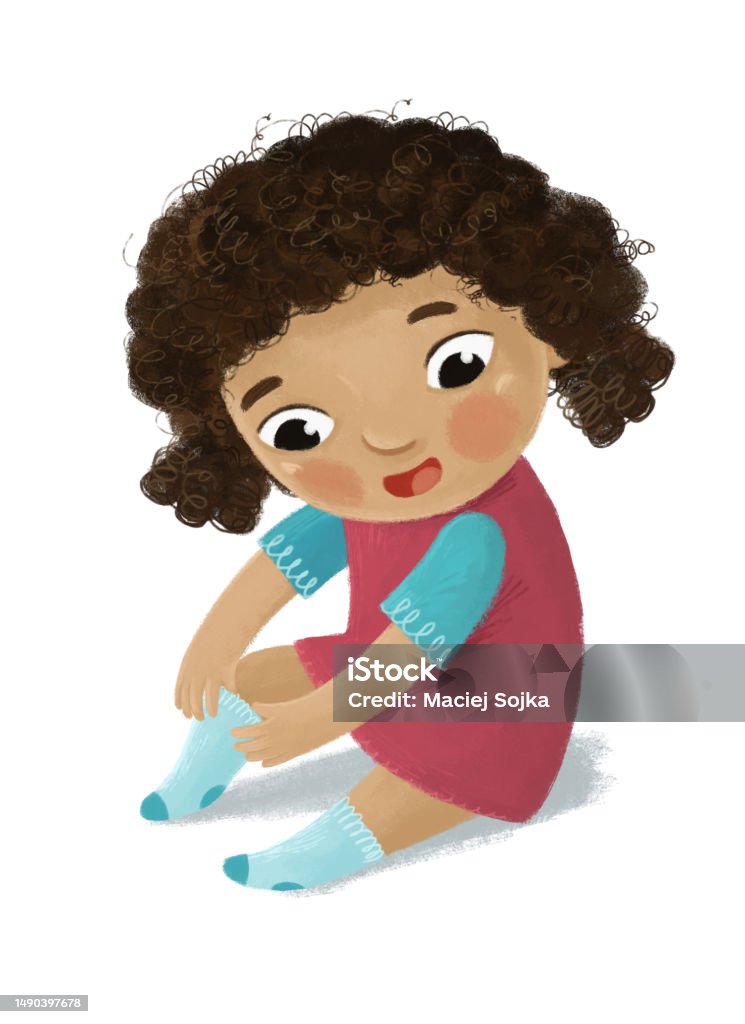 Ilustración De Dibujos Animados Niño Niña Quitándose O Poniéndose Ropa