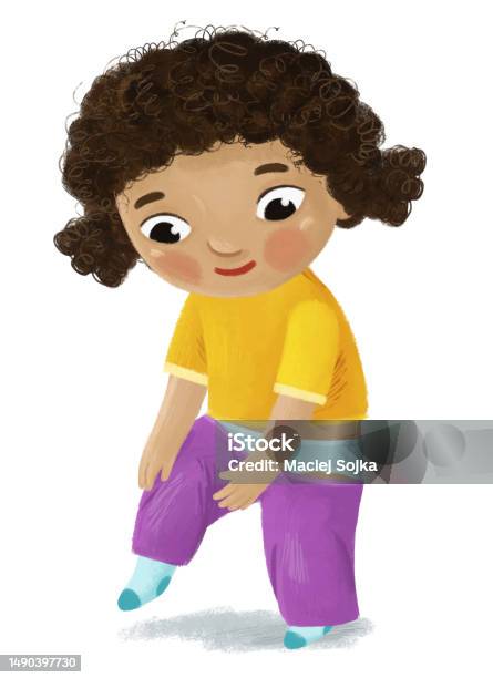 Ilustración De Dibujos Animados Niño Niña Quitándose O Poniéndose Ropa