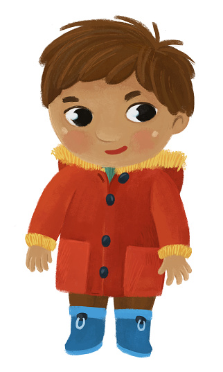 Ilustración De Dibujos Animados Niño Niño Niño Quitándose O Poniéndose