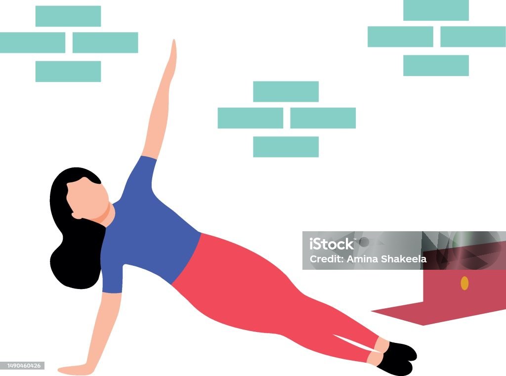Fille Faisant De Lexercice De Planche Latérale Vecteurs Libres De