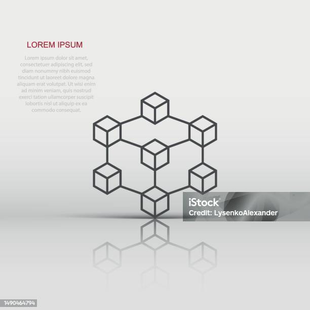 Blockchain Technologie Vecteur Icône De Style Plat Illustration De
