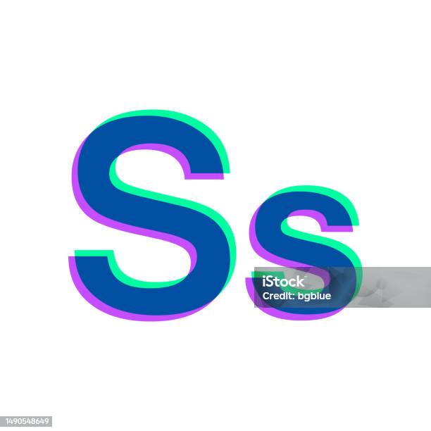 Letter S Uppercase And Lowercase Icon With Two Color Overlay On White