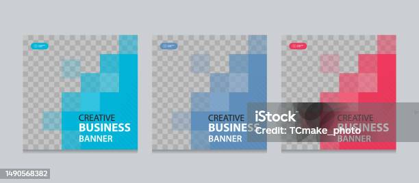 Set Template Desain Banner Web Bisnis Persegi Yang Dapat Diedit Warna