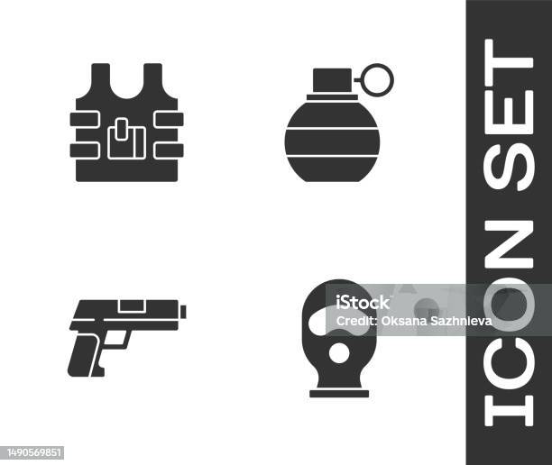 Atur Balaclava Rompi Antipeluru Pistol Atau Pistol Dan Ikon Granat ... Atur Balaclava Rompi Antipeluru Pistol Atau Pistol Dan Ikon Granat ...