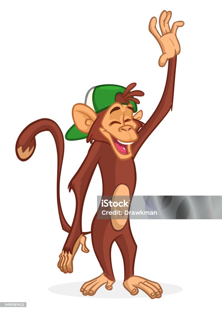 Kartun Simpanse Monyet Lucu Ilustrasi Vektor Desain Karakter Monyet