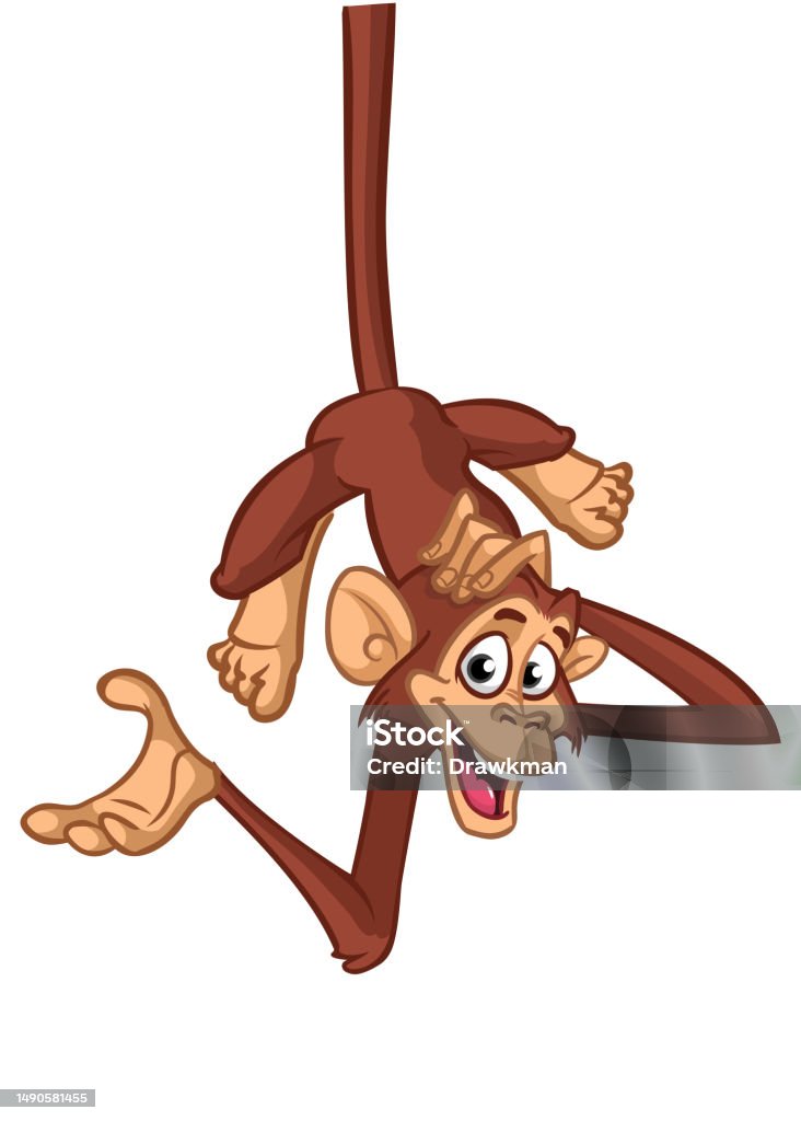 Kartun Simpanse Monyet Lucu Ilustrasi Vektor Desain Karakter Monyet