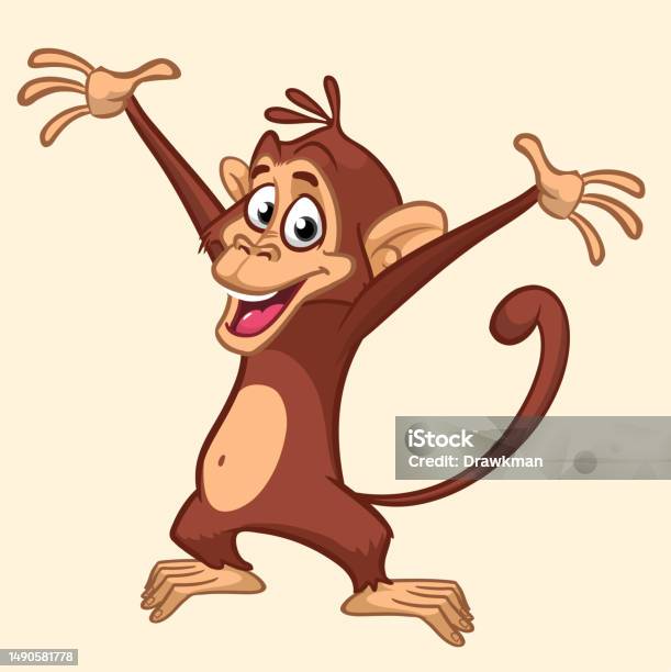 Kartun Simpanse Monyet Lucu Ilustrasi Vektor Desain Karakter Monyet