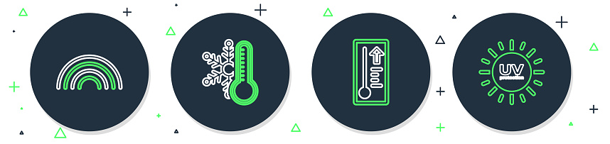 Atur Garis Termometer Dengan Kepingan Salju Termometer Meteorologi Ikon