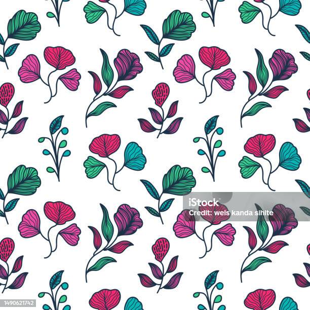 Pola Bunga Seamless Eksotis Dengan Gaya Vintage Motif Bunga Yang