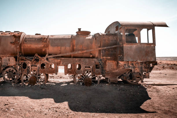 Free picture: Tourists on a rusty train abandoned in the desert in a ...