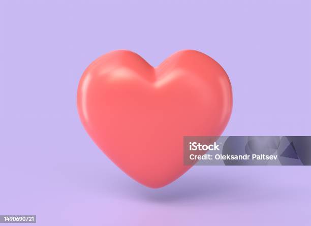Photo Libre De Droit De Icône 3d Red Heart Dans Le Style Dessin Animé