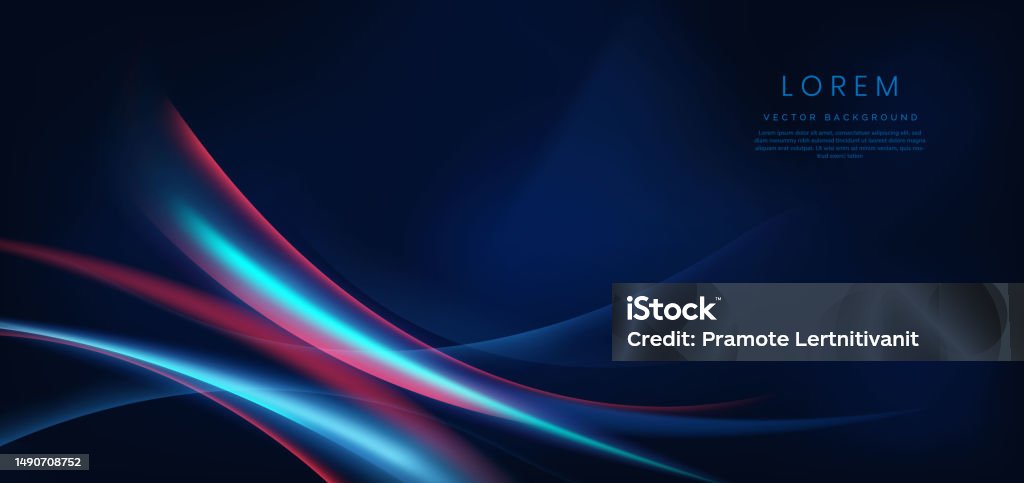 Teknologi Abstrak Futuristik Bersinar Biru Dan Merah Garis Melengkung