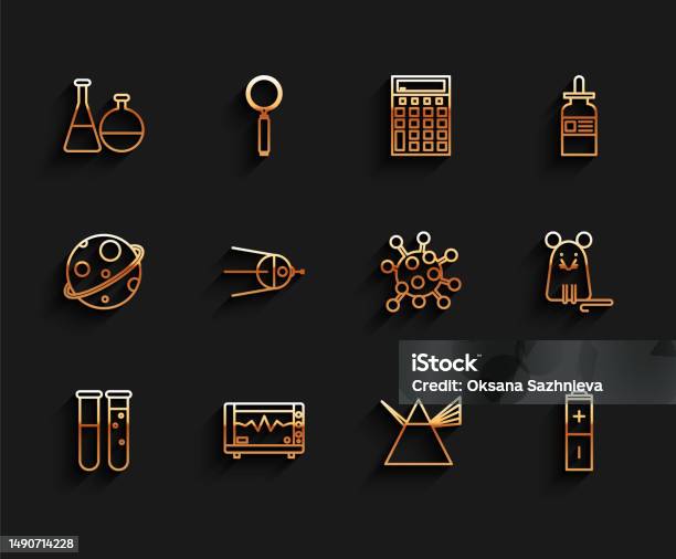 Set Garis Tabung Reaksi Dan Labu Laboratorium Kimia Monitor Komputer