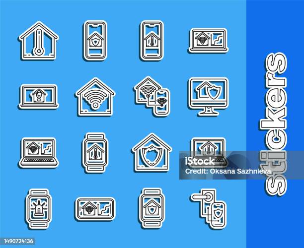 Vetores de Definir Linha Fechadura Digital Com Tecnologia Wireless Para ... Vetores de Definir Linha Fechadura Digital Com Tecnologia Wireless Para ...