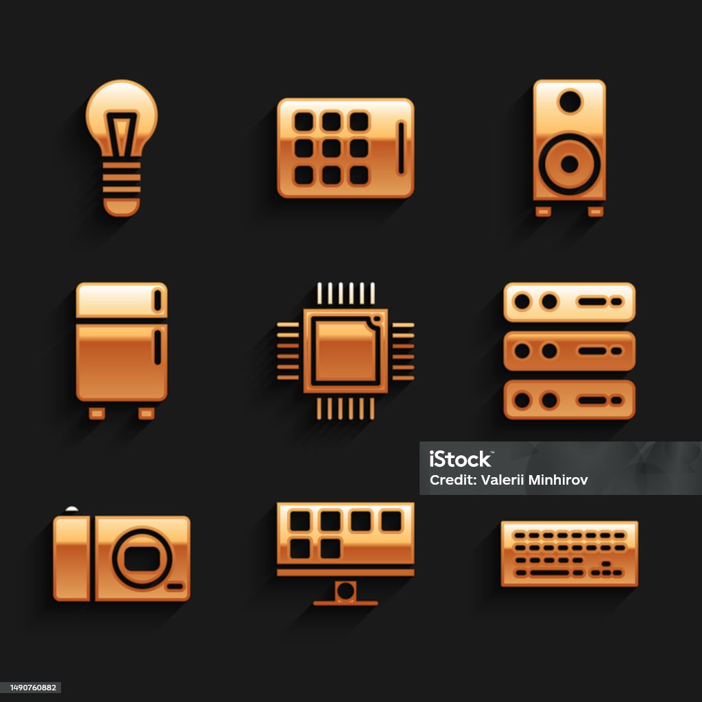 Set Processor With Microcircuits Cpu Smart Tv Keyboard Server Data Web Hosting Photo Camera
