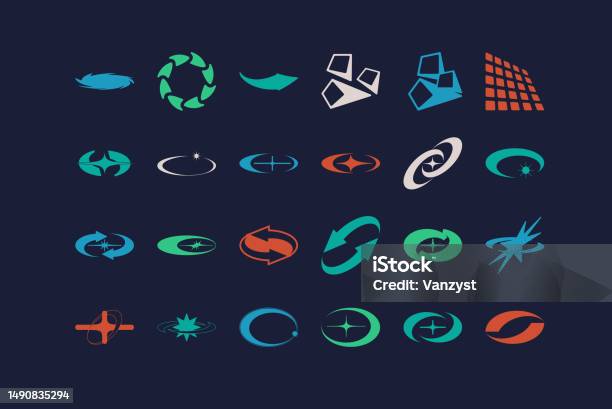 Vector Graphic Assets Set Bold Modern Shapes Stock Illustration