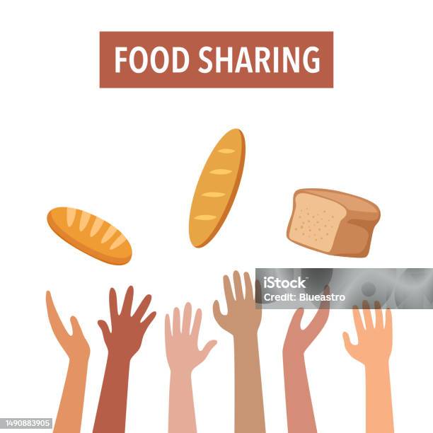 Berbagi Makanan Untuk Kemiskinan Dalam Desain Datar Konsep Donasi