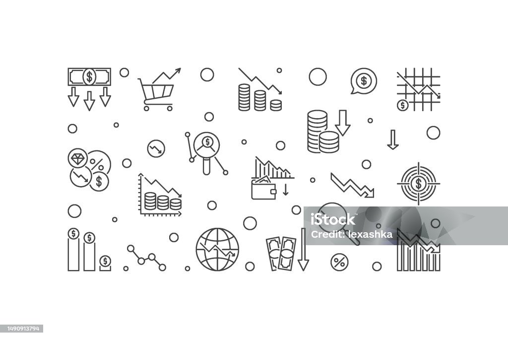 Vetores De Banner Horizontal Do Vetor Da Recessão Econômica Ilustração