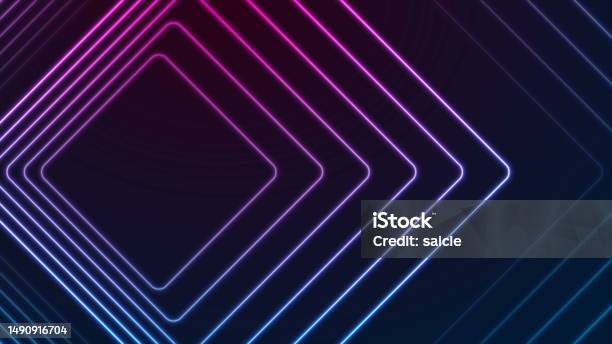 Biru Dan Ungu Neon Kotak Latar Belakang Futuristik Abstrak Ilustrasi