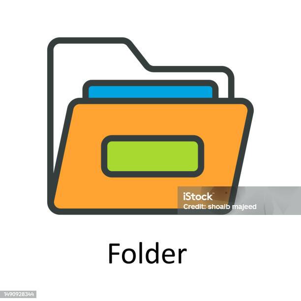 Vektor Folder Isi Garis Besar Ilustrasi Desain Ikon Pekerjaan Sedang