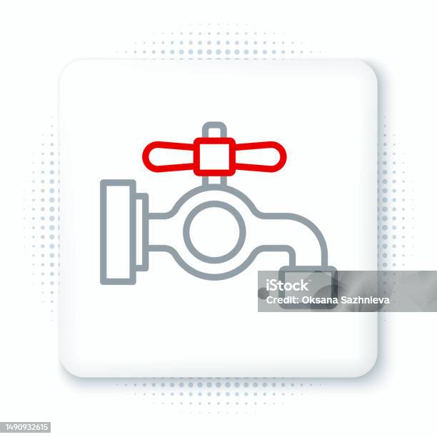 Icône Du Robinet Deau De Ligne Isolée Sur Fond Blanc Concept De Contour