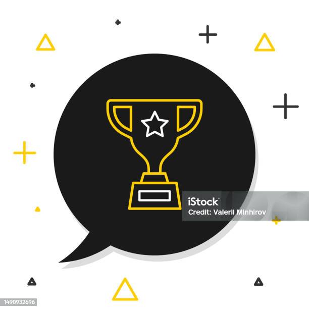 Ikon Piala Line Award Terisolasi Dengan Latar Belakang Putih Simbol