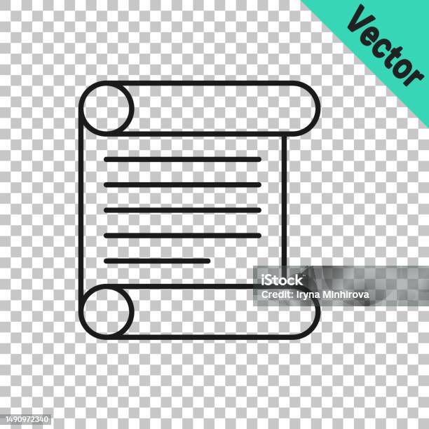 Dekrit Garis Hitam Kertas Perkamen Ikon Ikon Gulir Terisolasi Pada