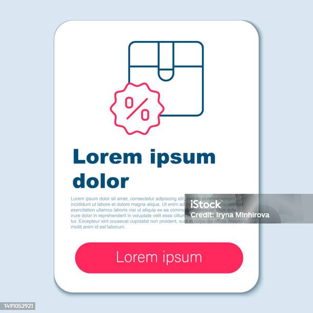 Kotak Kardus Line Carton Dengan Ikon Tag Persen Diskon Terisolasi Pada