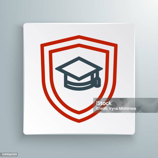 Capuchon De Graduation De Ligne Avec Icône De Bouclier Isolée Sur Fond