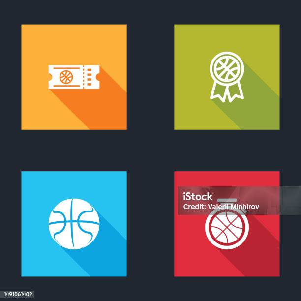 Atur Tiket Pertandingan Bola Basket Penghargaan Dan Stopwatch Dengan Ikon Bola Basket Vektor