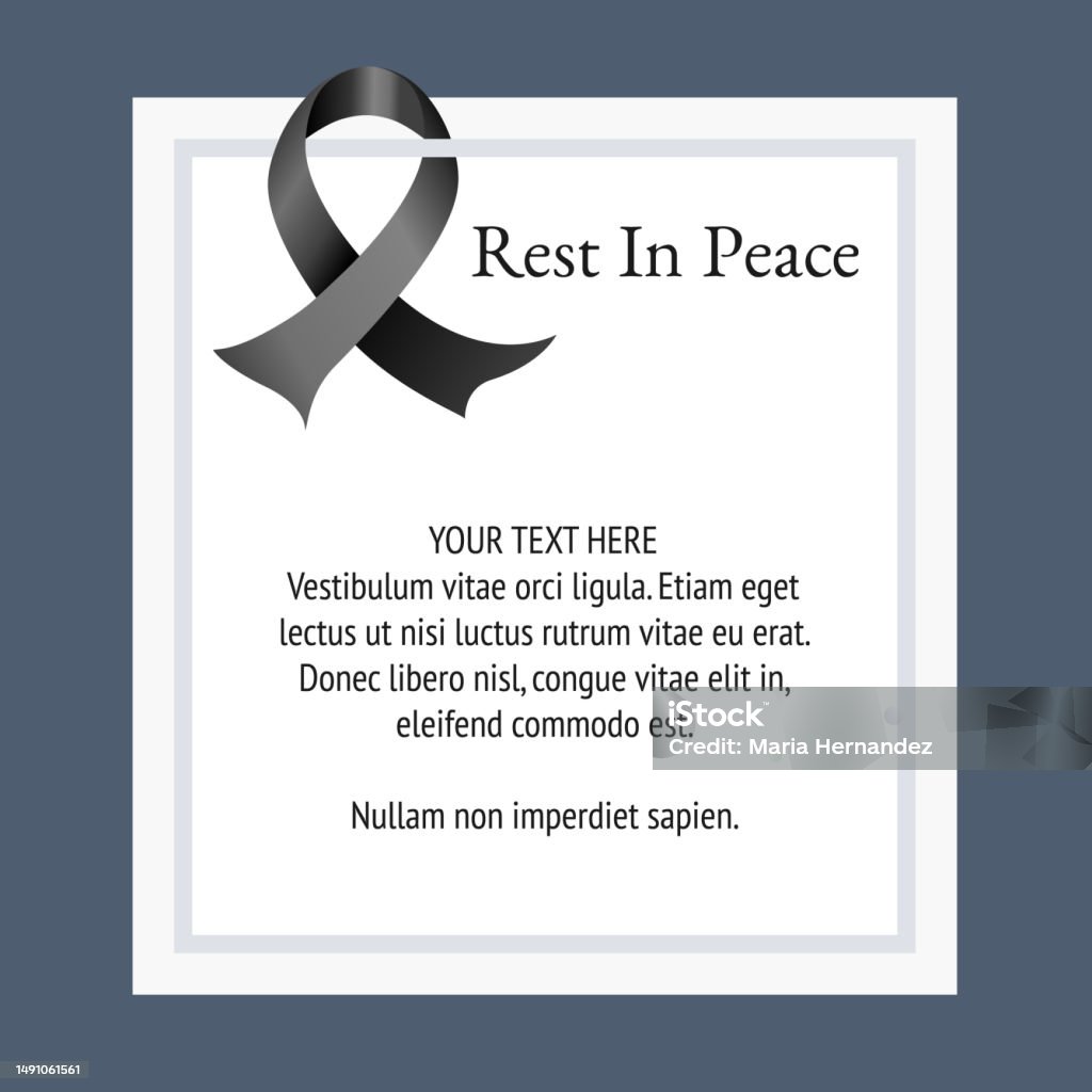 Ilustración de Plantilla De Tarjeta Funeraria Con Cinta Negra Y Frase ... Ilustración de Plantilla De Tarjeta Funeraria Con Cinta Negra Y Frase ...