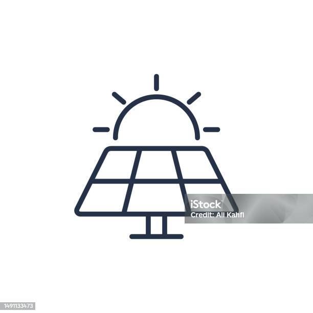 Icône De Ligne Mince Du Panneau Dénergie Solaire Vecteurs Libres De