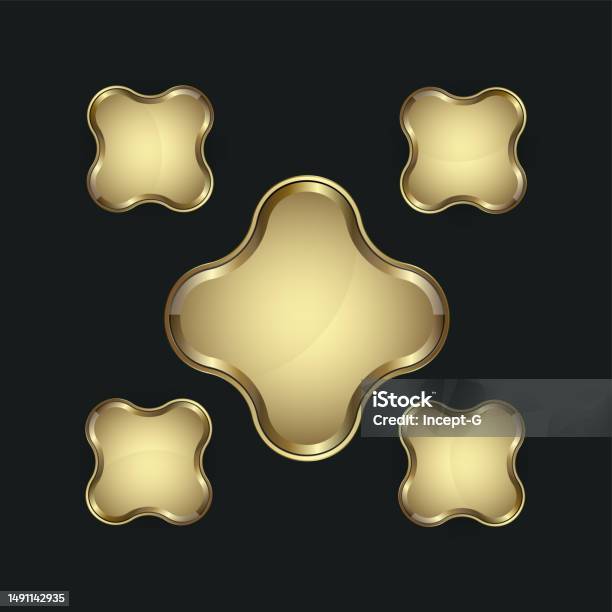 Conception À Cinq Boutons Dorés En Forme Avec Illustration Vectorielle