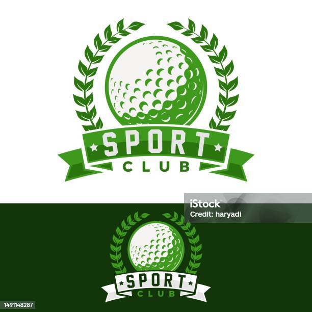 골프 벡터 그래픽 템플릿은 스포츠 클럽을 위한 리본과 화환 그림입니다 Championship에 대한 스톡 벡터 아트 및 기타