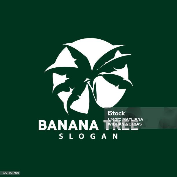 Logo Pohon Pisang Desain Siluet Sederhana Pohon Pisang Ilustrasi Vektor Simbol Ikon Tanaman