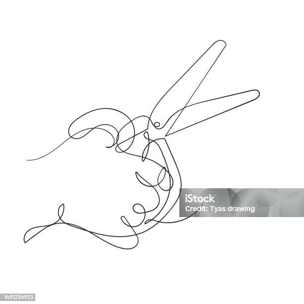 Dessin Au Trait Continu Tenant À La Main Un Vecteur Dillustration De